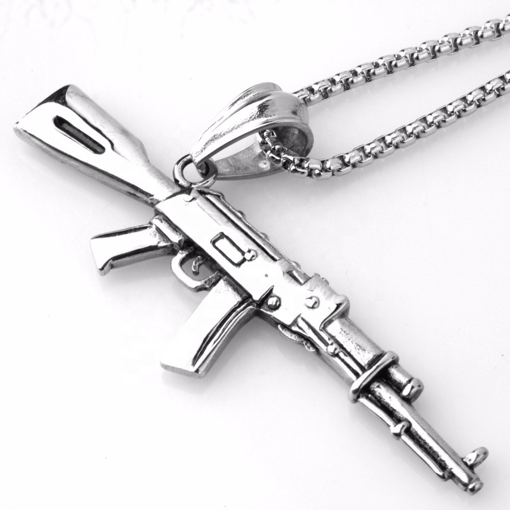 Buy The Army Mens Stainless Steel Weapons Gun Pendant Ak 47 Gun Pendant ...