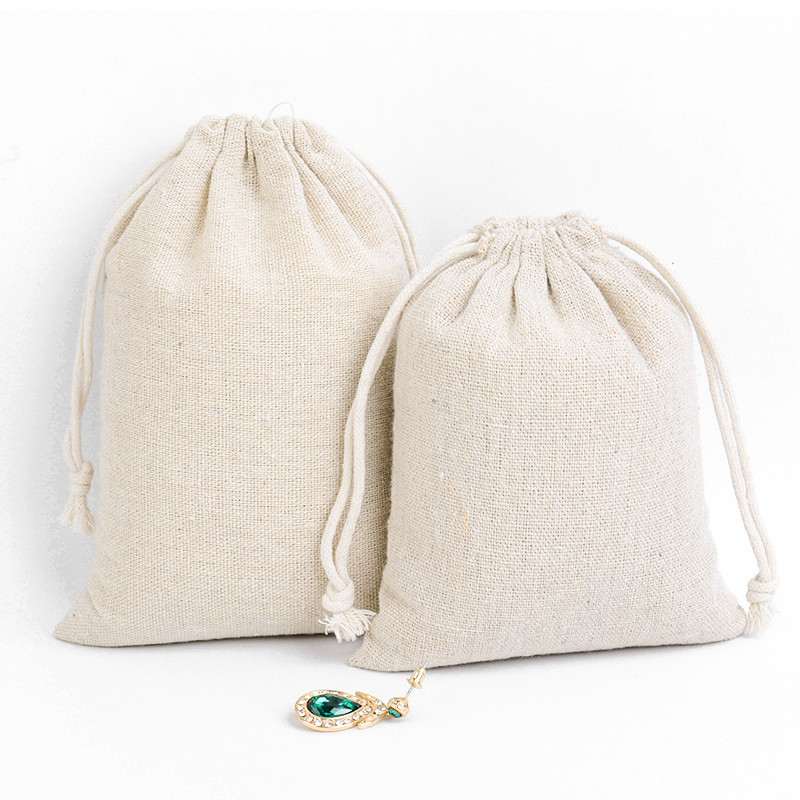 Buy White Sack Bag Cotton Cloth Bag Rice Tea Drawstring Bunch Pocket ...