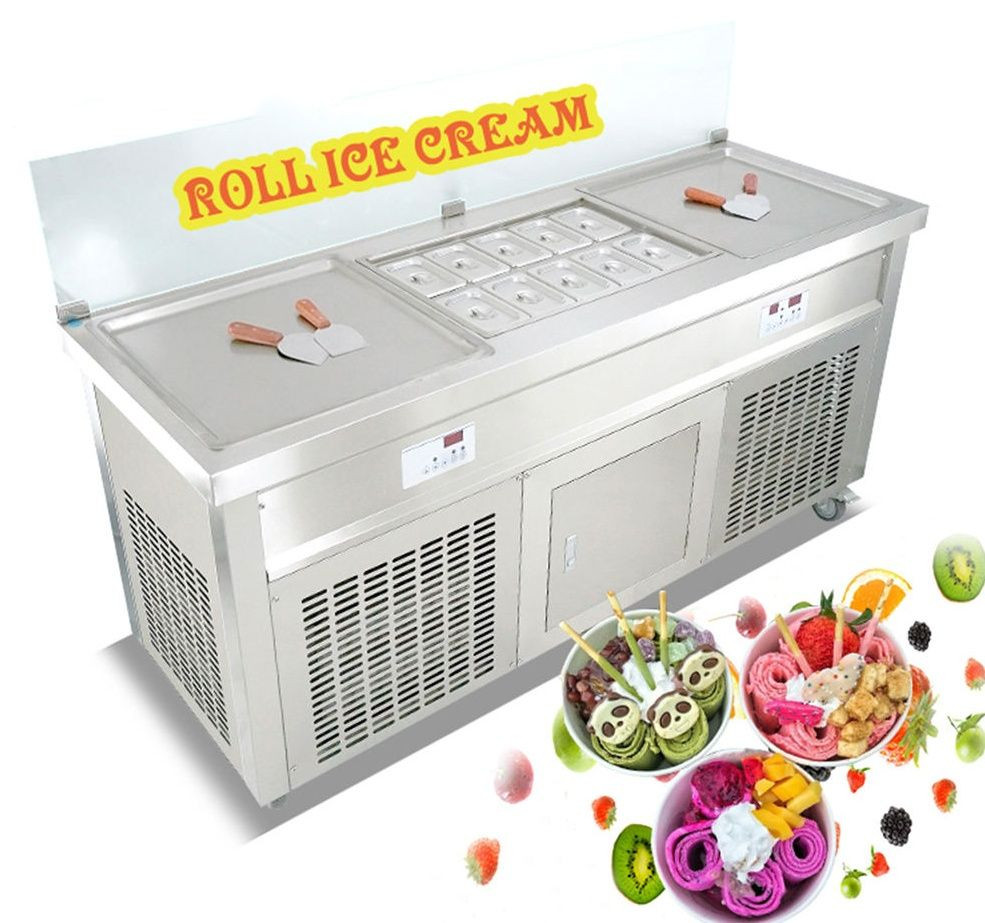 Buy 2010s Commercial Fried Ice Cream Rolling Machine Double Pot Thai ...