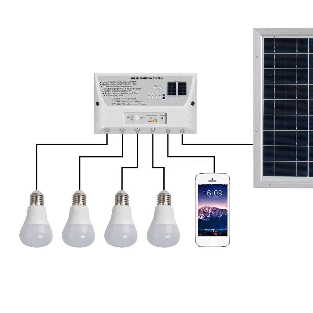 Buy 12w Small Solar Power Supply System With 5 Usb Outlets 4 For Light ...