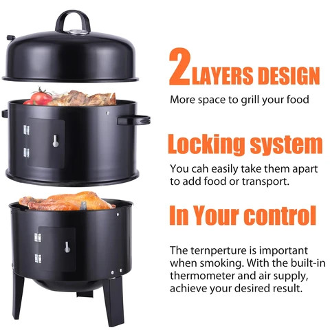 Buy 3 In 1 Heavy Duty Tower Vertical Barrel Charcoal Barbeque Grill ...