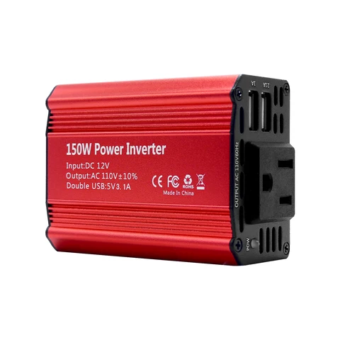 Buy 6500-150w(110) Red 150w Power Inverter Dc 12v To 110v Ac Mini Car ...