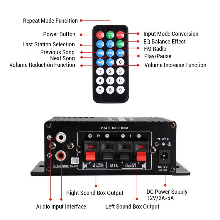 Buy Ak370 Hi-fi Stereo Audio Power Amplifier, Dual Channel Amp Sound ...