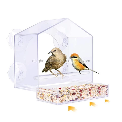 Buy Custom Acrylic House Shaped Window Wild Bird Feeder Bird House With ...