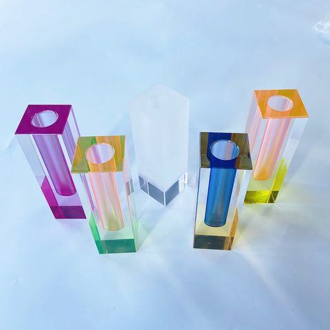 Buy Custom Size Different Color Small Square Column Flower Vase Acrylic ...