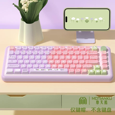 Buy Lily Of The Valleykey Keycaps Purple And Pink Mechanical Keyboard ...