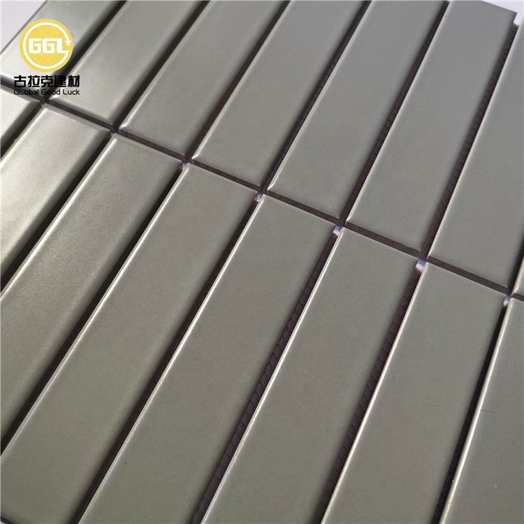 Buy Long Strip Grey Porcelain Mosaic Tiles Ceramic Mosaic For Kitchen ...