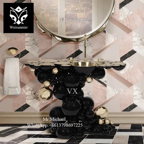 Buy Luxury Modern Wash Hand Basins Villa Bathroom Furniture Dark ...