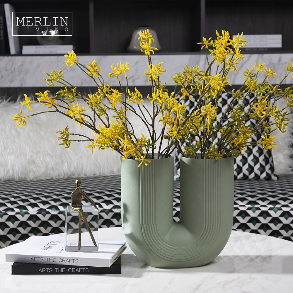 Buy Modern U Shape Nordic Vase Unglazed Ceramic Flower Vase For Home ...