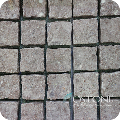 Buy Red Cube Stone Mesh Fan Pattern Cobblestone/driveway Cobblestone ...