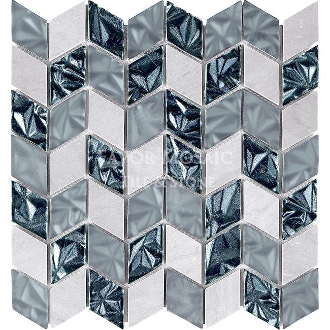 Buy Rhomboid Diamond Shaped Crystal Glass Mixstone Mosaic Tile For ...