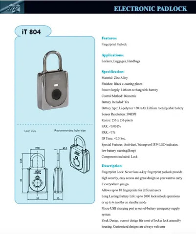 Buy Waterproof Fingerprint Smart Padlock Biometric Security Lock With ...