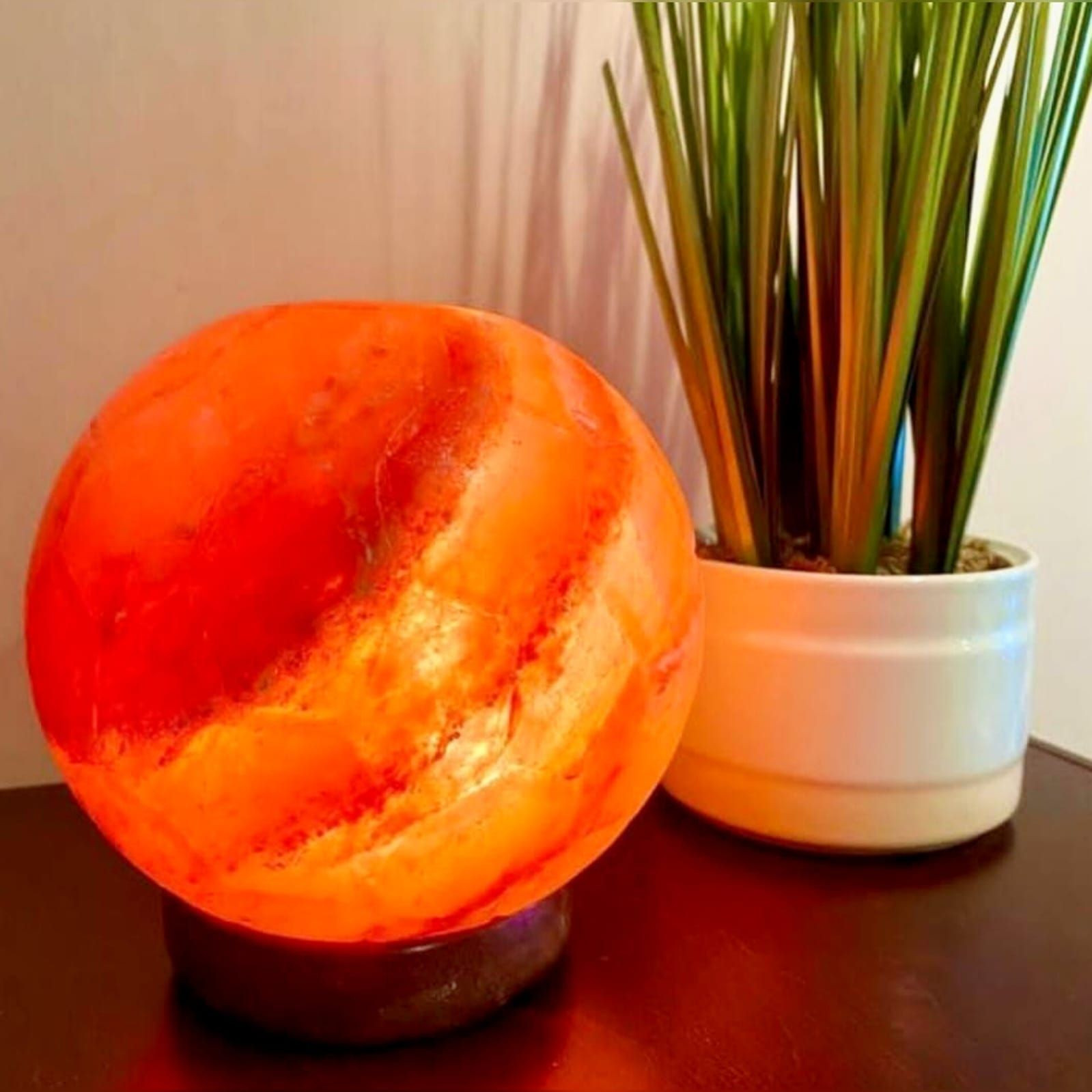 Buy Himalayan Sphere Salt Lamp With Wooden Base, Better Bulb & Usb/wire ...