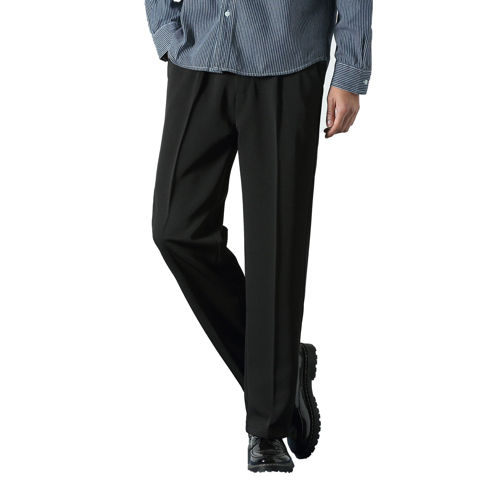 Buy Men's Suit Pants, Formal Loose Straight Wide Leg Pants, Adjustable ...