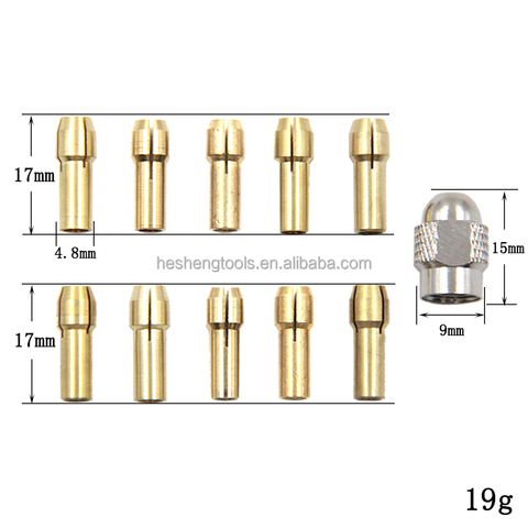 Buy 11pcs/set Brass Drill Chucks Collet Bits 0.5-3.2mm 4.3mm Shank Screw Nut Replacement For ...