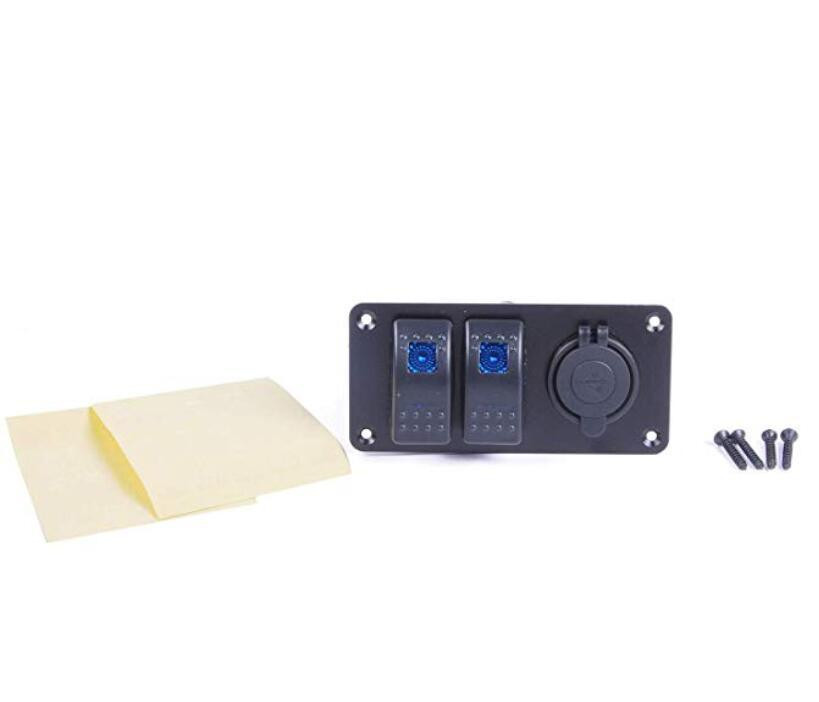Buy 2 Gang Blue Rocker Switch Panel With 3.1a Dual Usb Dc12v-24v For ...