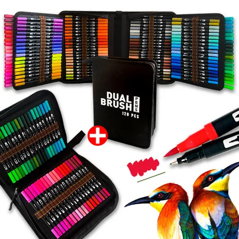 Buy 2-in-1 Professional Drawing Watercolor Pens Art Markers 120 Colors ...