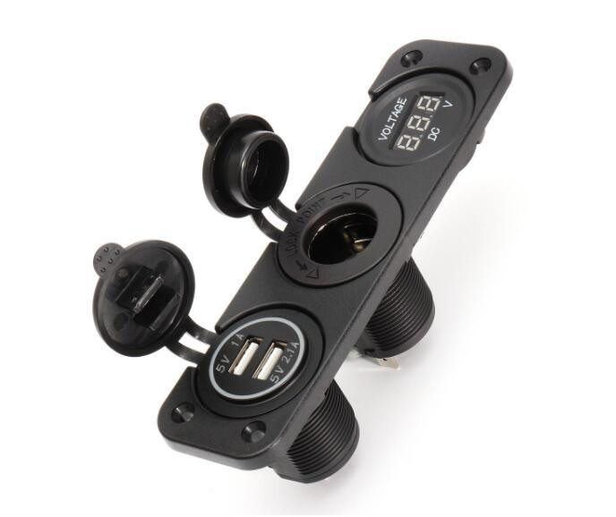 Buy 3-in-1 Charger Socket Panel 12v Dual Usb Outlet + 12v Cigarette ...