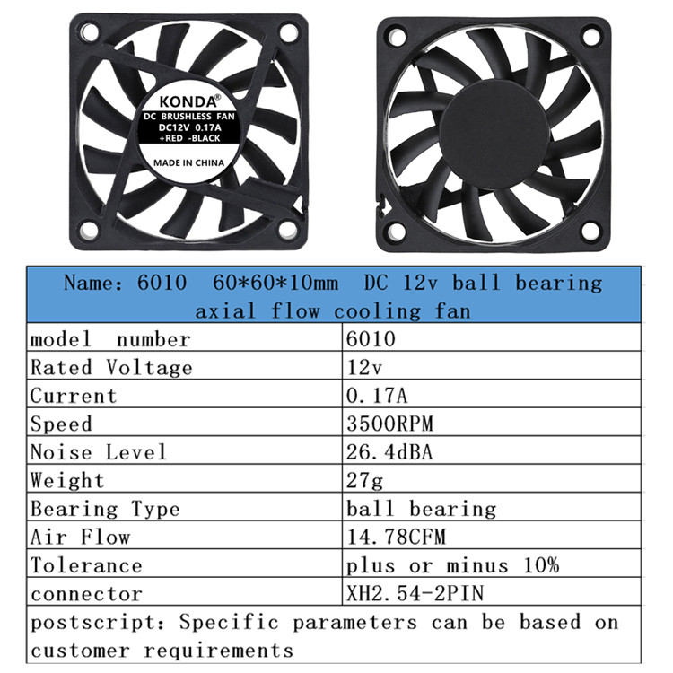 Buy 60x60x10mm Exhaust Dc Fan 12v 60mm Axial Flow Cooling Fan Motor ...