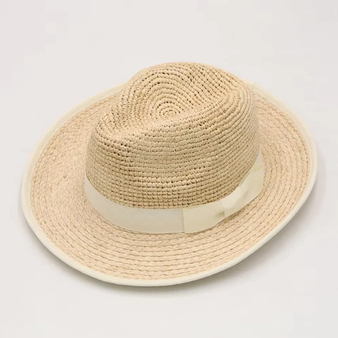 Buy Classic Fedora Made From Natural Super Fine Crocheted Raffia Straw ...