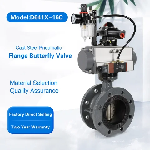 Buy D641x-16c Pneumatic Butterfly Valve Pneumatic Cast Steel Flange Soft Seal Valve Dn50100150 ...