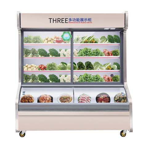 Buy Double-temperature Glass Door Display Commercial Upright Freezer ...