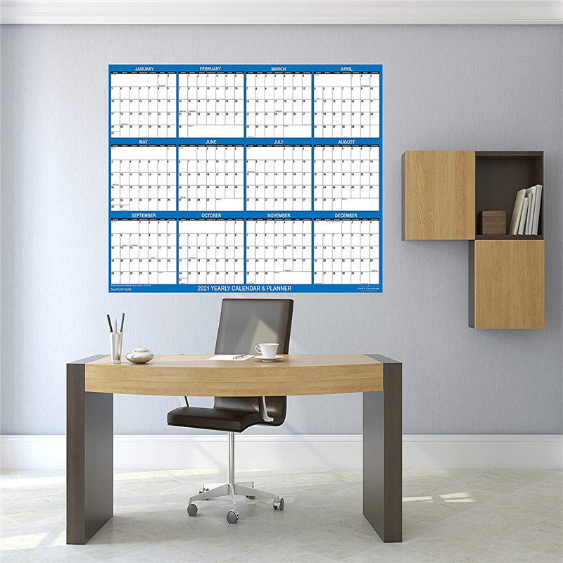 Buy Erasable Large Laminated 12 Month Annual Yearly Wall Calendar ...