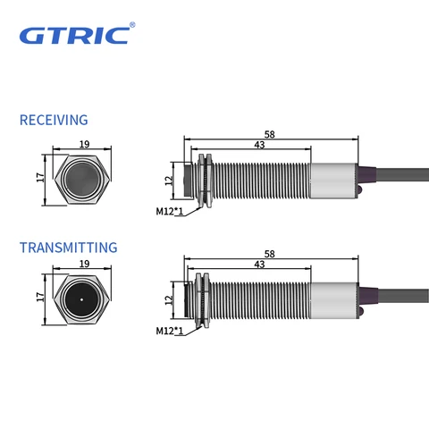 Buy Gtric M12 Series Laser Photoelectric Switch Through-beam 10-30v Pnp Npn 3-wires ...