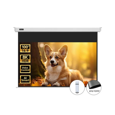 Buy In&vi 100 Inch Motorized Projector Screen 16:9 8k Grey Crystal Long ...