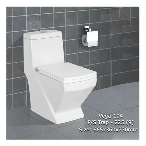 Buy Modern Vega-14 White One Piece Ceramic Wc Toilet With Bowl S-trap ...