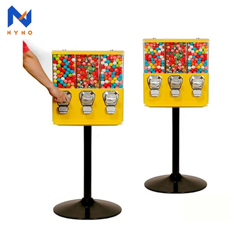 Buy New Design Coin Operated Gumball Machines Triple Candy Toy Capsule ...