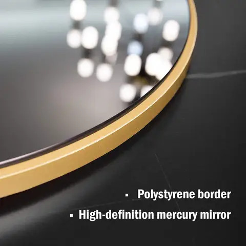 Buy Single Side Gold Frame Led Hair Salon Mirror Unit Marble Top Round ...