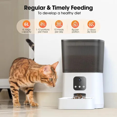 Buy Smart Pet Feeder Wifi Remote Control Cat Food Dispenser 6l Automatic Timed Pet Feeder Cat ...