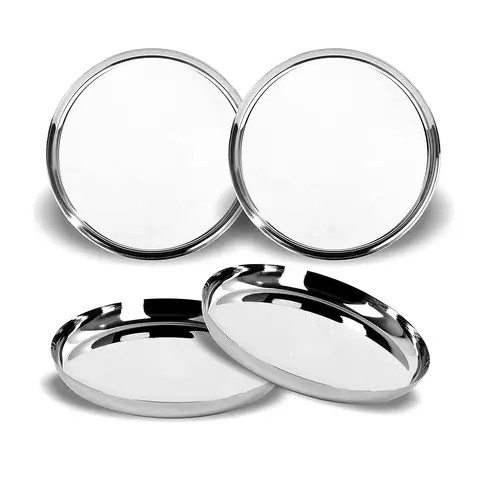 Buy Stainless Steel Plain Plate Dinner Plate Set Of 4 Tableware ...