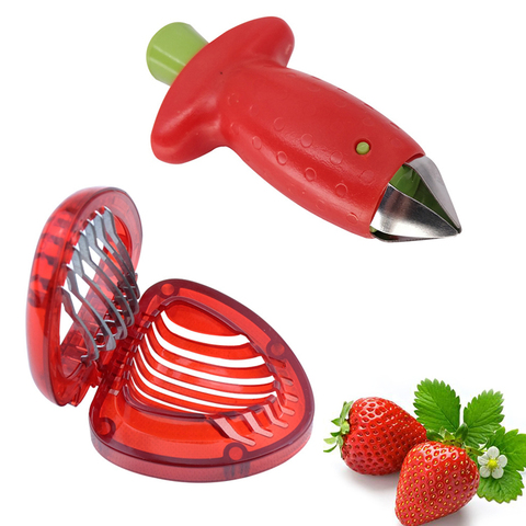 Buy Strawberry Fruit Slicer Set Berry Stem Leaves Huller Gem Remover ...