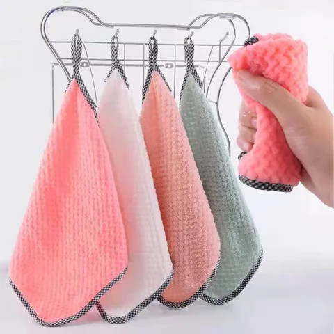Buy Wholesale Hanging Coral Velvet Towel Square Kitchen Cleaning Rag ...