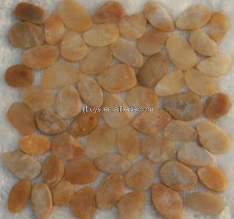 Buy Yellow Double Sliced Polished Pebble Mosaic Tile, Paving Pebble ...