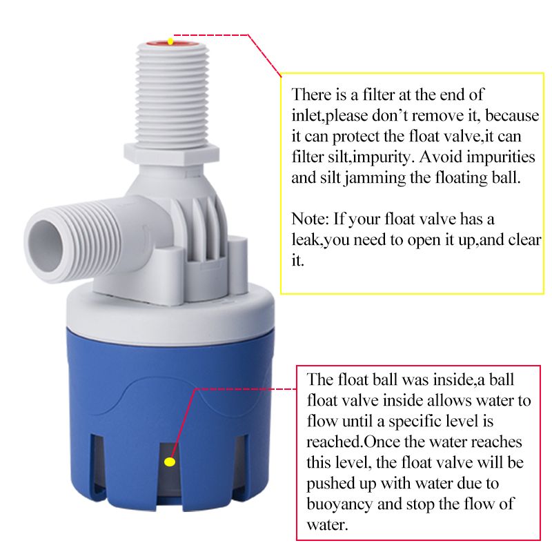 Buy 1/2" Water Tank Floating Ball Valve Auto Fil Shut Off Water Level ...