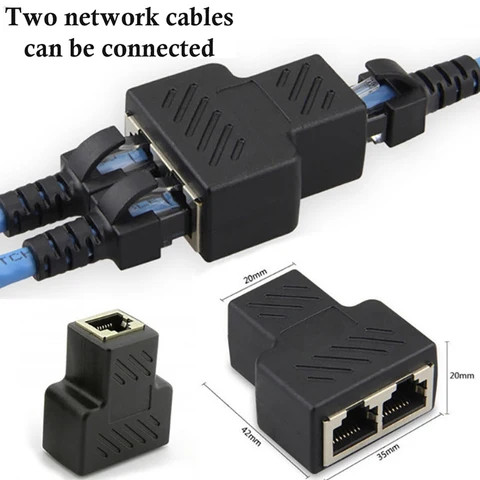 Buy 1 To 2 Dual Female Rj45 Connector Ethernet Lan Network Rj45 Coupler ...