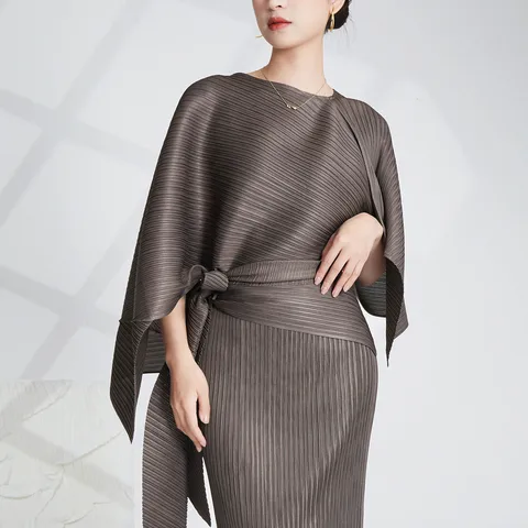 Buy 2024 New Design Pleated Abaya 2 Pieces Set Islamic Long Skirt ...