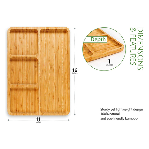 Buy Bamboo Portion Serving Platters/divided Dinner Platter.bamboo Food ...