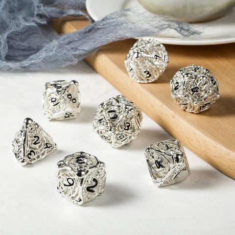 Buy Best Selling 18mm Hollow Metal Dice Set D&d Polyhedral Dnd Dice D4 ...