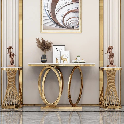 Buy Commercial Furniture Marble Console Table Modern Console Table Gold ...