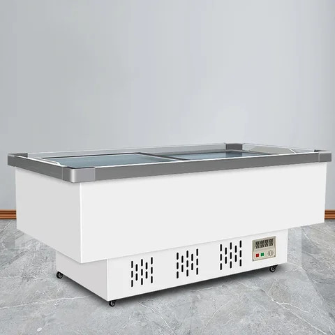 Buy Commercial Kitchen Island Ice Chest Display Freezer Double Island ...