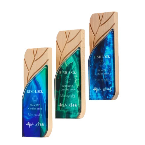 Buy Customizable Classic Solid Wood Crystal Award Personalized Trophies ...
