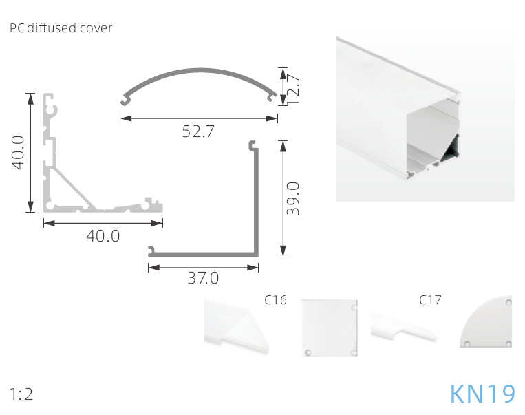 Buy Extruded Aluminium Profile Led For Corner Light Strips Two Covers ...