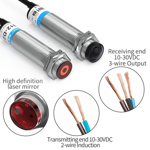 Buy Gtric High Precision M12 Series Optical Photoelectric Switch 10-30v Dc 3-wires Pnp No Nc ...