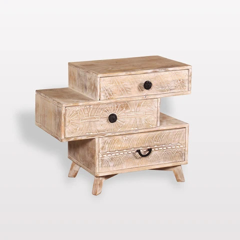 Buy Handcrafted Wooden Dresser With 3 Drawers Zig Zag Shape Unique ...