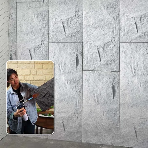 Buy Modern 240*60cm Pu Stone Faux Wall Panel Large Artificial Marble ...