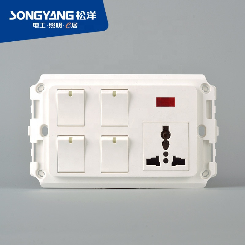 Buy Modern Light Wall Switch 4 Gang 3 Pin Multipurpose Socket Wall ...